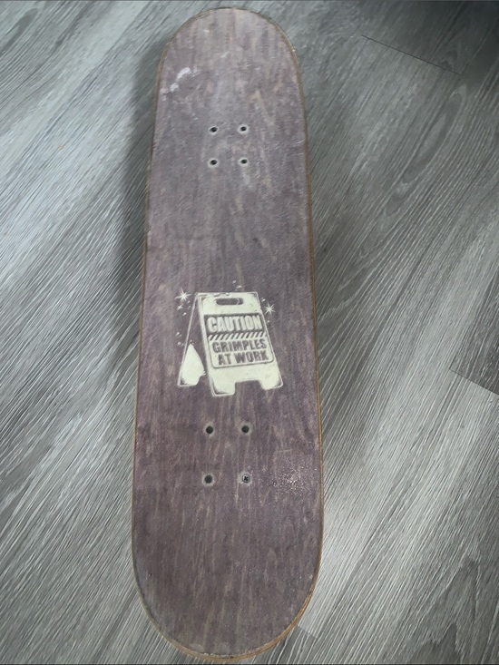 Games | Skateboard Deck With Caution Grinples At Work Graphic Bottom ...